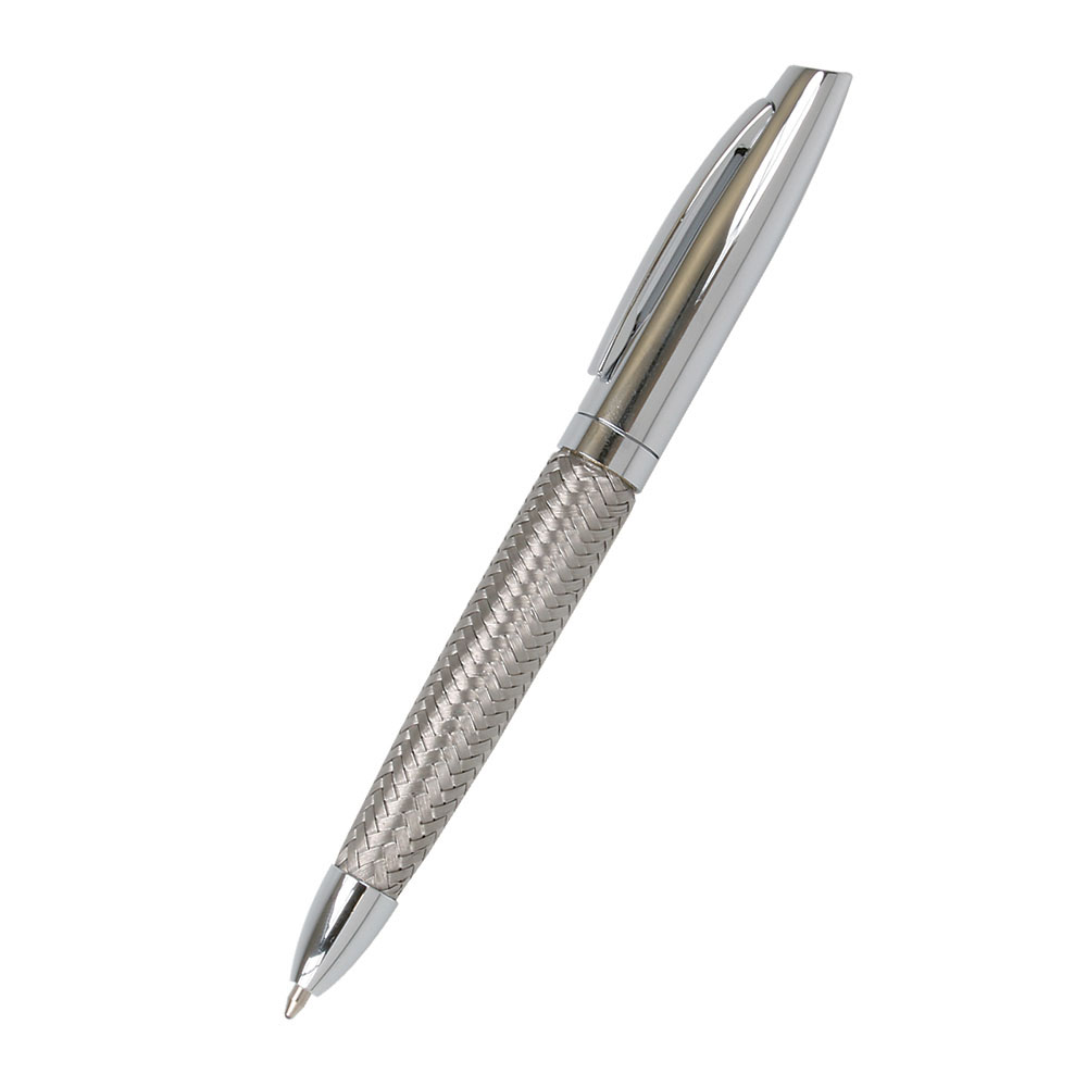 Woven Steel Barrel Silver Ballpoint Pen | P6277